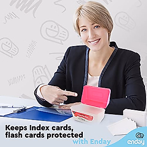 Index Card Holder Pink, 3x5 Note Flash Card Organizer Case, Index Card File w/ flip top, Notecard Recipe, Holder, Holds 250 Cards, Also Available in Purple, Red, Green, Blue, Grey (1 PC) - By Enday