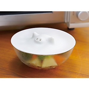 Marna K900 Pig Drop Lid, Large, 8.5 inches (21.5 cm), Silicone/White, Heated/Microwave/Dishwasher Safe