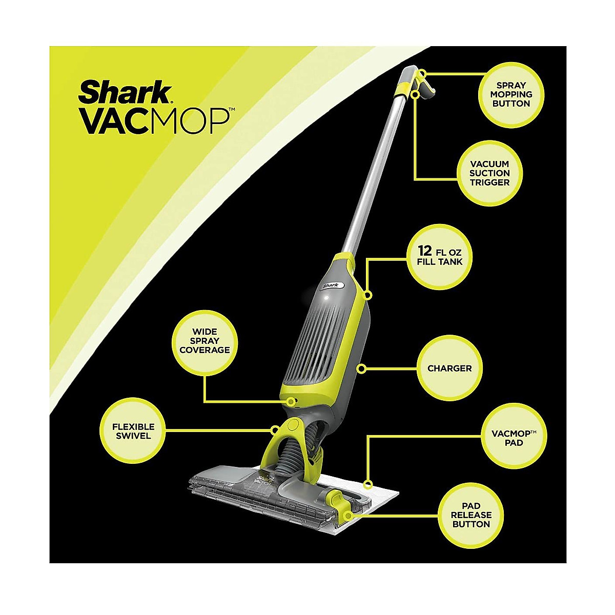 Shark VACMOP Cordless Hard Floor Vacuum Mop with Disposable VACMOP Pad, VM200
