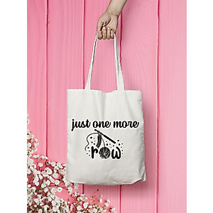 VAMSII Funny Knitting Bag Small Yarn Bag Just One More Row Crochet Knit Lover Travel Organizer (Tote)