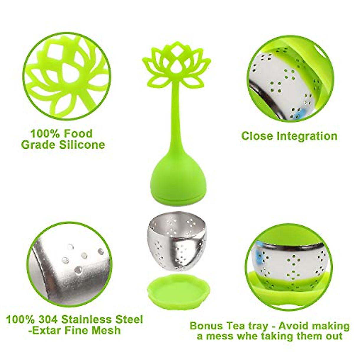 ANYI16 Tea Infuser Filter 2 Pack Stainless Steel Tea Ball - Loose Tea Steeper Mesh Tea Cup Filter with Flower shaped Silicone Handle for Loose Leaf or Herbal Tea
