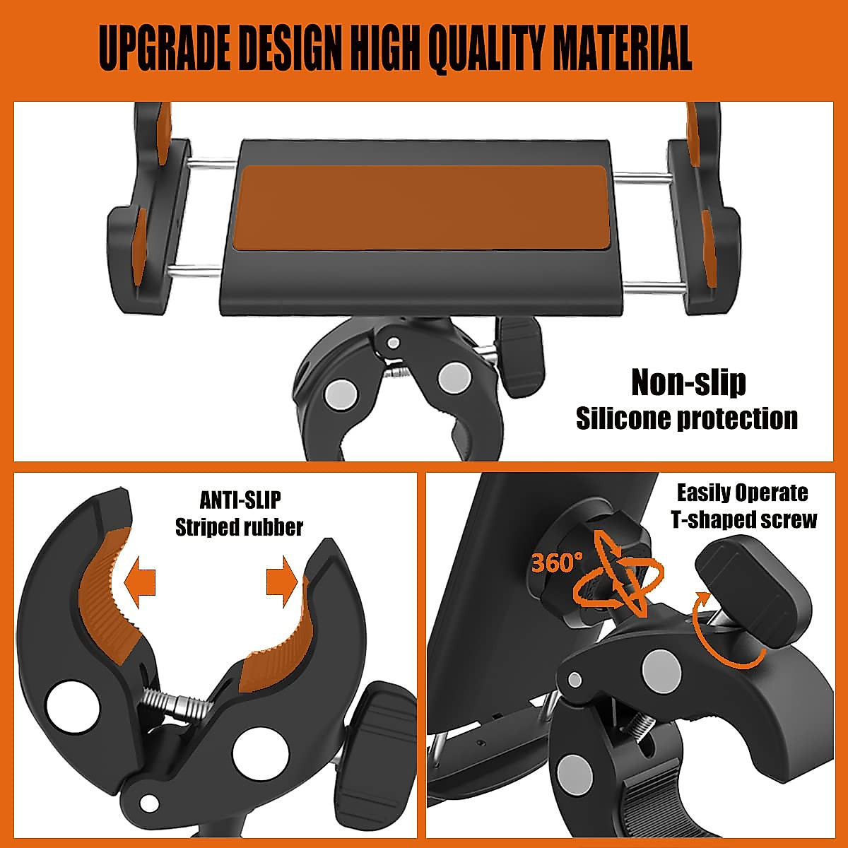 Kolasels Bike Handlebar Tablet Mount for 4-13" iPad & Phone, Motorcycle Handlebar Tablet Holder with Super C-Clamp for Microphone/Bicycle/Treadmill/Elliptical, Fit for iPad Pro, Air, Mini, iPhone