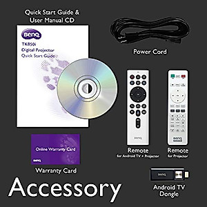 BenQ TK850i True 4K HDR-PRO Smart Home Entertainment Projector powered by Android TV | 3000 Lumens | 98% Rec.709 | Lens shift & Keystone for Easy Setup | 3D Projector for Binge Watchers and Sports