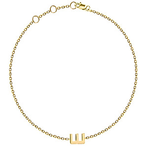 14k Gold or Silver Personalized Sideways Initial Letter Bracelet - Customize Your Solitaire Diamond Bracelet - Ideal Gift for Birthday, Weddings, Christmas, Engagements, Anniversaries