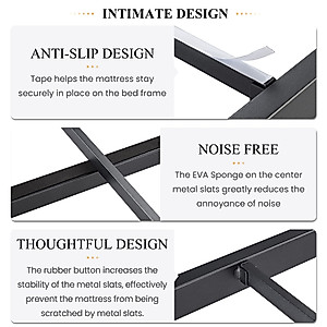 SHA CERLIN Queen Size Metal Bed Frame, 14 Inch Heavy Duty Platform Bed, High Under Bed Storage Space, Steel Slats Support up to 1000 lbs, No Box Spring Needed, Mattress Anti-Slip Design, Noise Free