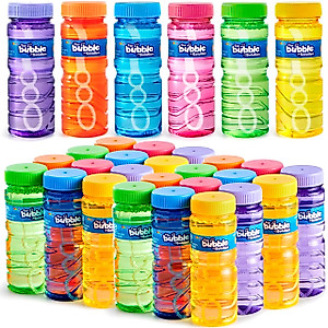 JOYIN 12 Pack Bubble Bottles (4oz Bubbles Solution), Bubbles Party Favors for Kids, Bubbles Wand Bulk, 6 Colors Large Bubble Kit, Easter Basket Stuffers for Toddler, Summer Toddler Outdoor Toys