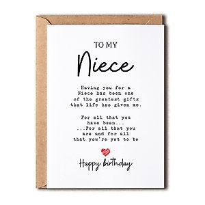 To My Niece - Niece Birthday Card - Niece Is The Greatest Gifts In My Life - Birthday Card For Niece - Gift For Niece Card- Christmas Gifts For Niece