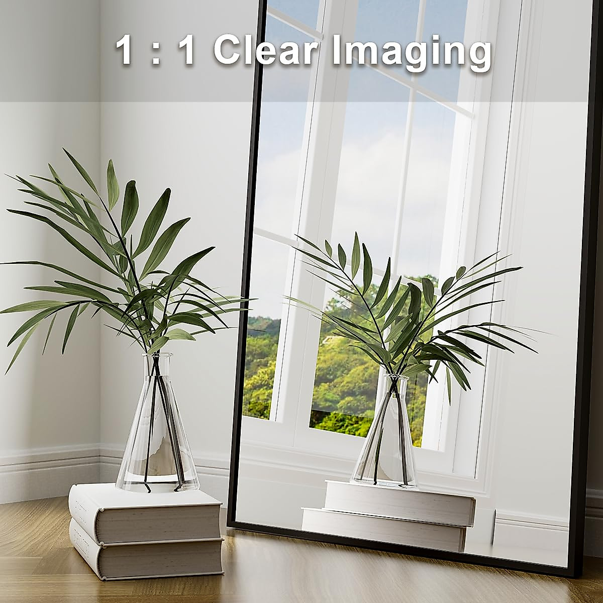 GLSLAND-58x18 inch Arched Full Length Mirror-Aluminum Alloy Frame High Definition-Full Body Mirror for Bedroom or Living Room