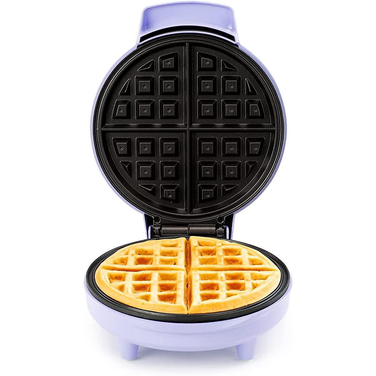 Holstein Housewares Waffle Maker with Non-Stick Coating, Lavender/Stainless Steel - Delicious Waffles in Minutes for Everyday Meals, 7-INCH