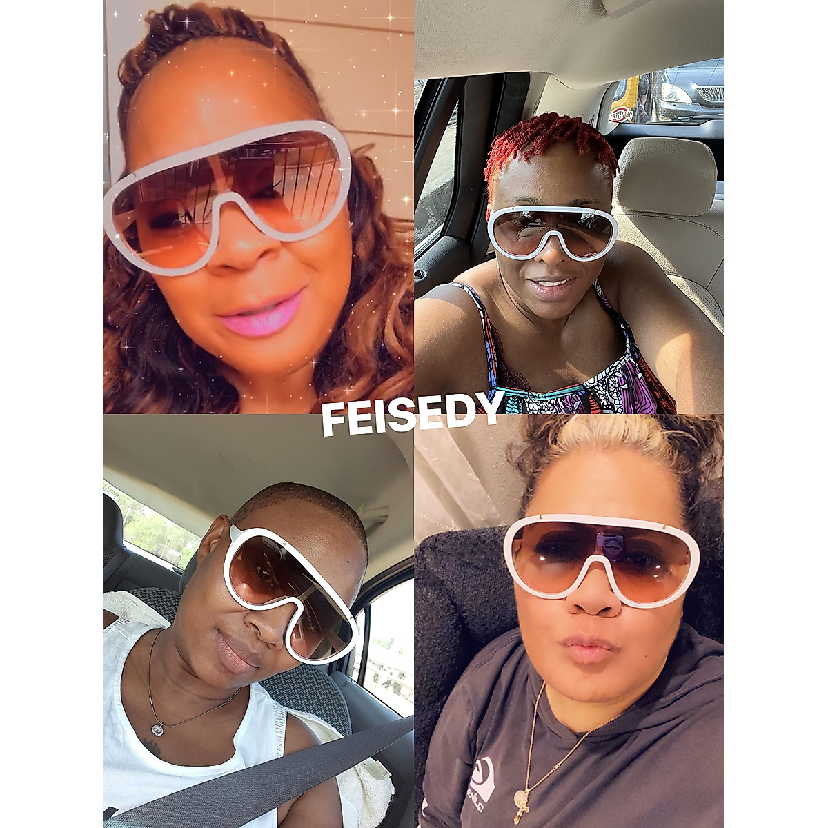 FEISEDY Sunglasses Women Oversized One Piece Frame UV400 Sun Glasses Trendy Retro Shades B2580