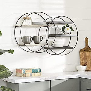 Deco 79 Metal Round 5 Shelves Wall Shelf, 34" x 7" x 20", Black