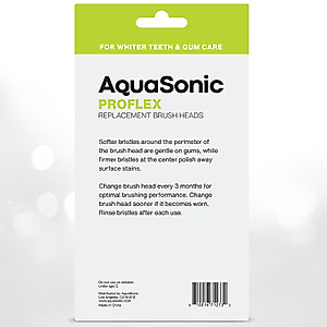 AquaSonic Duo PRO 8-Pack Replacement Brush Heads - Upgraded Proflex Brush Heads for Improved Plaque Removal - Genuine AquaSonic