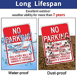 No Parking Without Property Owner's Permission Sign, Violators Will Be Towed at Vehicle Owner's Expense (3 Pack) 14 x 10 Inches .40 Rust Free Aluminum Reflective Sign, UV Protected,Weather Resistant,W