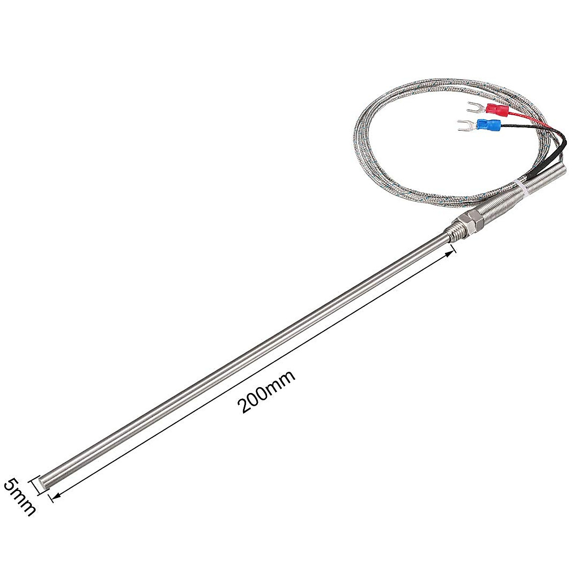 uxcell K Type Thermocouple M8 5x200mm Temperature Probe Sensor(0 to 600C) 5ft