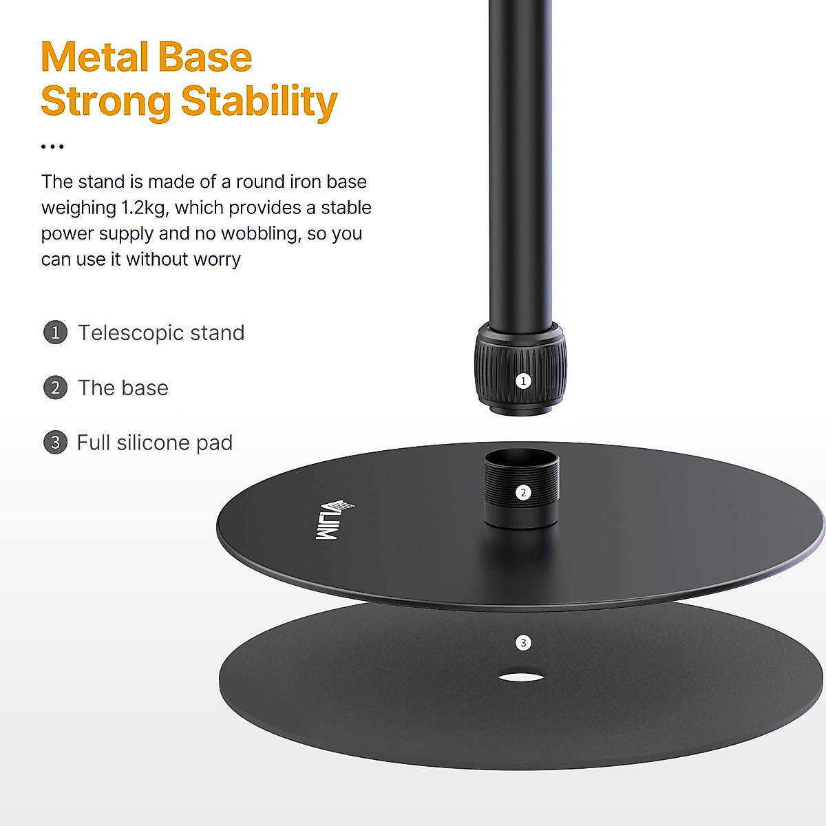 jusmo LS09 Aluminum Projector Floor Stand for Nebula/XGIMI/Other Video Projectors, Mevo Camera Stand, 16.5-34.6inch Adjustable, Compatible with Projector/Camera/Phone/GoPro/Webcam/Lights