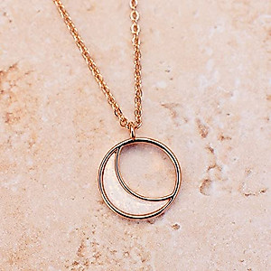 Pura Vida 18" Rose Gold Opal Crescent Pendant Necklace - Statement Necklace with Rose Gold Chain - Rose Gold Necklace for Women, Long Necklaces for Teen Girls, Boho Jewelry for Women - 3" Extender