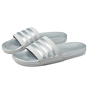 adidas Women's Adilette Comfort Slides Sandal, Grey/Silver Metallic/Grey, 8