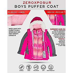 ZeroXposur Big Girls 3-in-1 System Jacket with Detachable Inner Shell - Girls Winter Coats (X-Large, Lollipop)