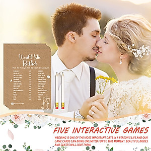 145 Pieces Rustic Kraft Bridal Shower Bachelorette Games Bridal Shower Games Set Include Wedding Games Cards and Pencils for Bride and Groom Bachelorette Party Wedding Shower Party Favor