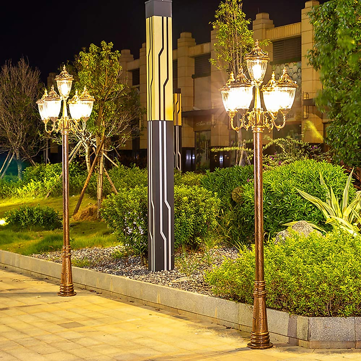 Retro Aluminum Pole Light 5 LED Post Light Outdoor Die-cast Light High Pole Courtyard Lamp European Garden Villa Community Street Lamp Lighting Waterproof Landscape Lamp