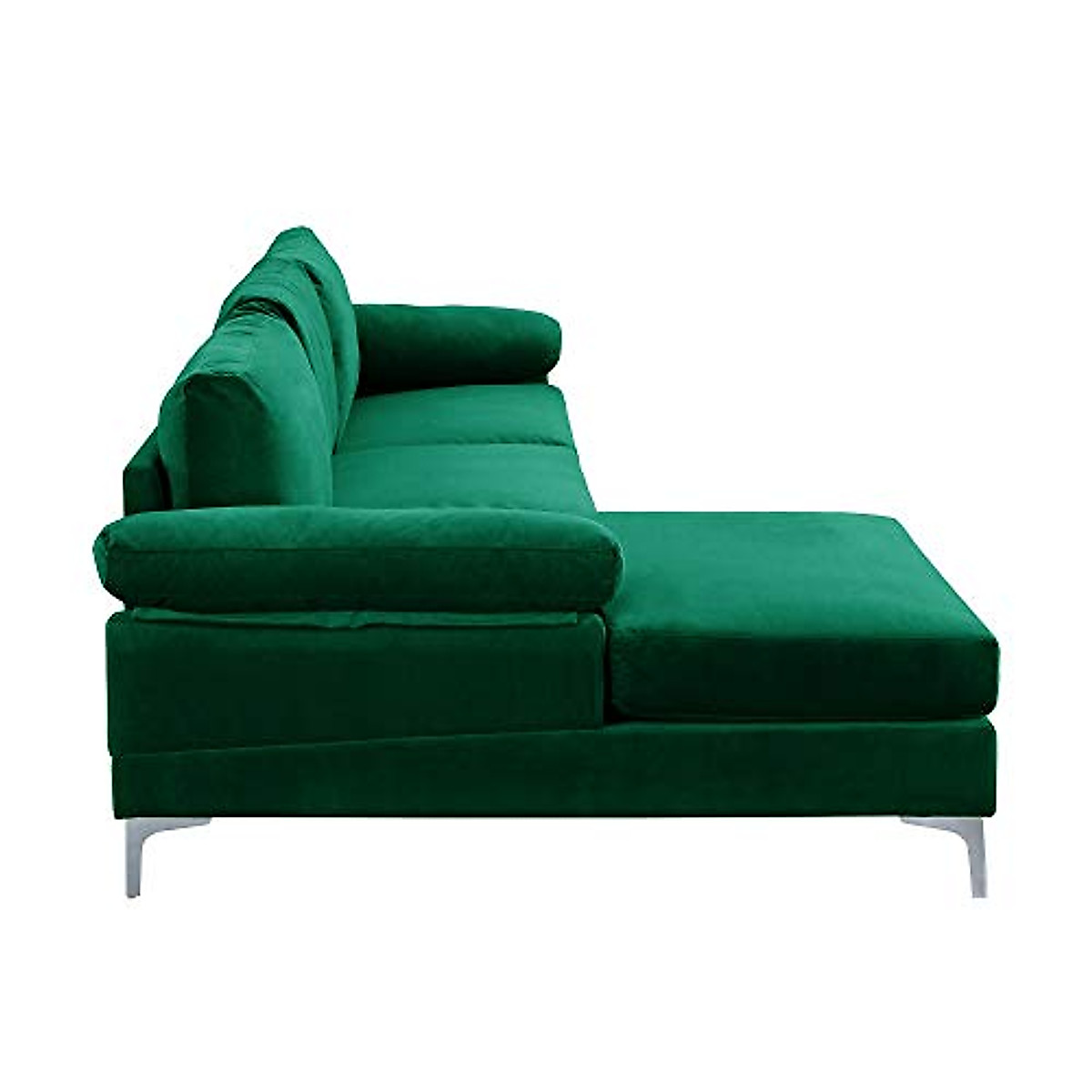 Casa Andrea Milano Modern Large Velvet L-Shape Sectional Sofa, with Extra Wide Chaise Lounge Couch