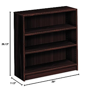 HON 1872N 1870 Series Bookcase, Three Shelf, 36w x 11 1/2d x 36 1/8h, Mahogany