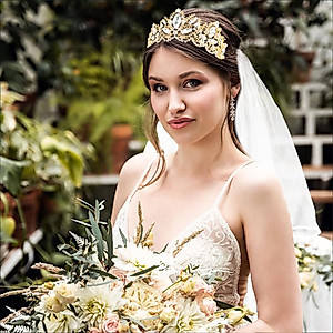 TOCESS Gold Crown Tiara for Women Wedding Crystal Rhinestone Tiara Queen Princess Crown for Bride Bridal Lady, Hair Accessories for Costume Party Prom Quinceanera Birthday, Ideal Gift for Women (Gold)