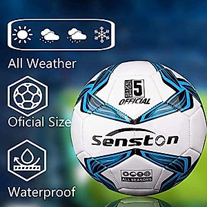 Senston Soccer Ball for Kids and Adult Training Ball Size 5 Official Match Football Balls with Pump