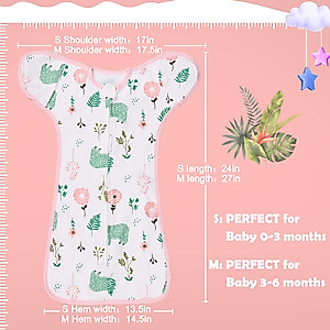 2 Pack Transition Swaddle with 2 Way Zipper, 2 in 1 Arms in/Out Transitional Arms Up Swaddle, 100% Cotton Newborn Swaddle Zipper Swaddles Baby Swaddling Sack Sleeping Sack 3-6 Months, Flamingo & Bear