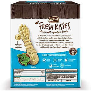 Aurora Pet Bundle Pack (2) Merrick Fresh Kisses Double-Brush Mint Breath Strip Infused Large Dental Dog Treats with AuroraPet Wipes