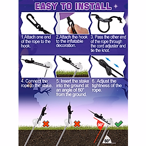 8 Sets Metal Inflatables Stakes- Heavy Duty Inflatable Stakes and Tethers, Yard Ground Blow Up Stake Pegs for Halloween Christmas Outdoor Inflatable Decoration Tie Downs