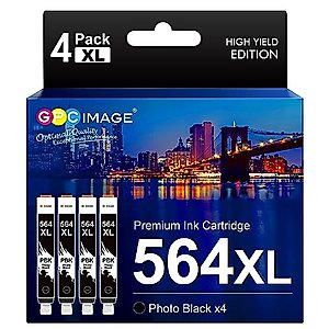 GPC Image Compatible Ink Cartridge Replacement for HP 564XL 564 XL Compatible with DeskJet 3520 3522 Officejet 4620 Photosmart 5520 6510 7520 7525 Printer (4 Photo Black)
