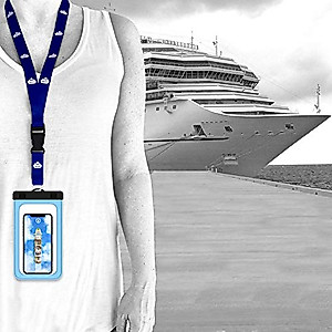 Cruise Lanyards Waterproof Cell Phone Pouch Dry Case with Touch Screen [2 Pack] Blue