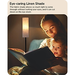 EDISHINE LED Corner Floor Lamp for Living Room, 65" Standing Tall Reading Lamp with Remote, Minimalist Dimmable Pole Lighting for Bedroom, Office, Kids Room, Bulb Included, 2700K-6000K (Black)