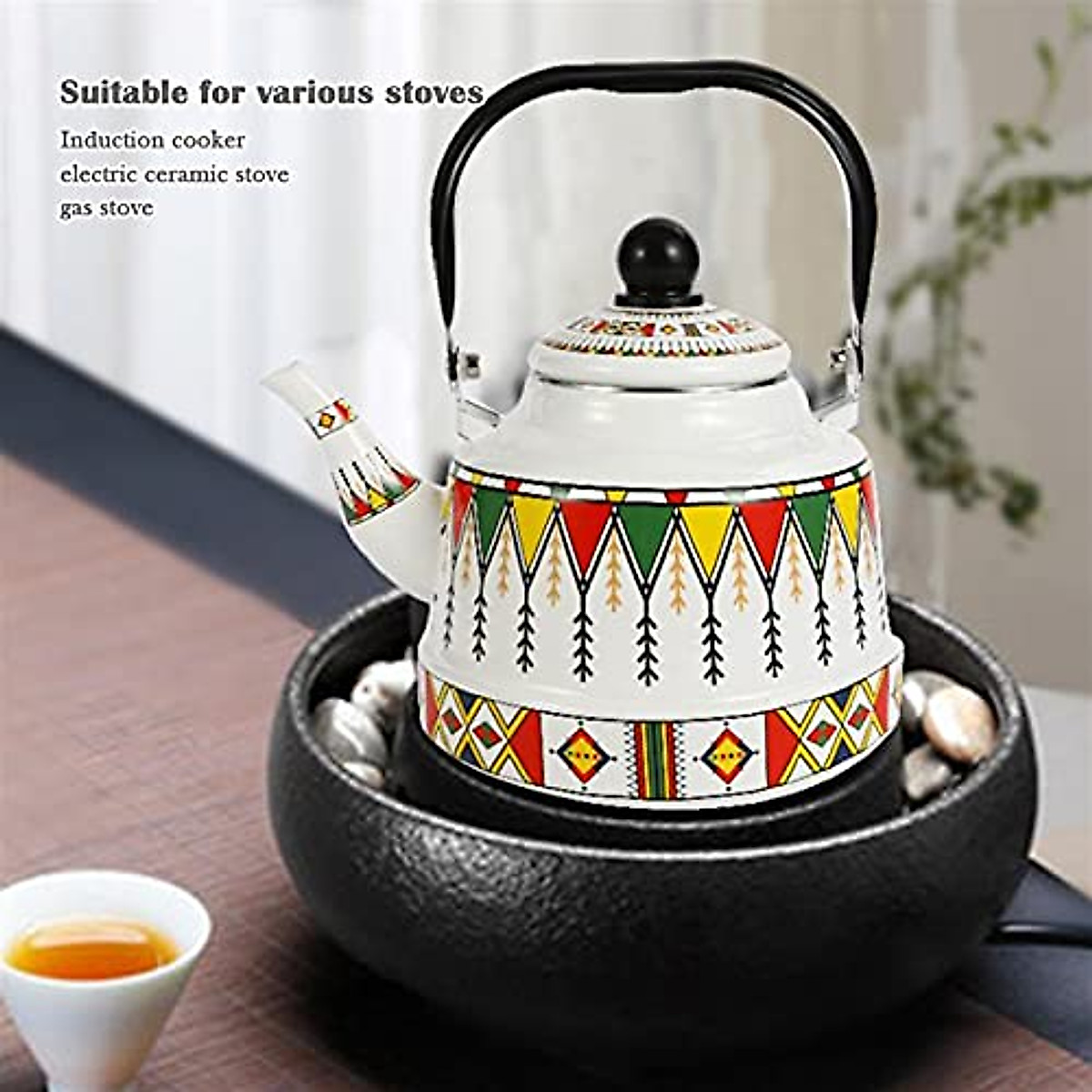 XENITE Tea Kettle Teapot Enamel Tea Kettle Induction Cooker Boiling Water Tea Pot Household Large Capacity Kettle Enamel Boiling Teakettle Tea Kettle Teapots (Color : Tc001, Size : 1.7L)