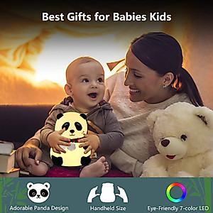 GoLine Panda Gifts for Girls Boys Babies Toddlers, Cute Nursery Decor Silicone Panda Bear Night Light for Bedroom with 7 Color Change LED Lamp.