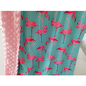 illikkuyax Baby Receiving Blanket, 30 x 47 Inches Plush Blanket with Double Layer Dotted Backing, Cozy Minky Fleece Flamingo Baby Blanket for Newborn Boys, Girls