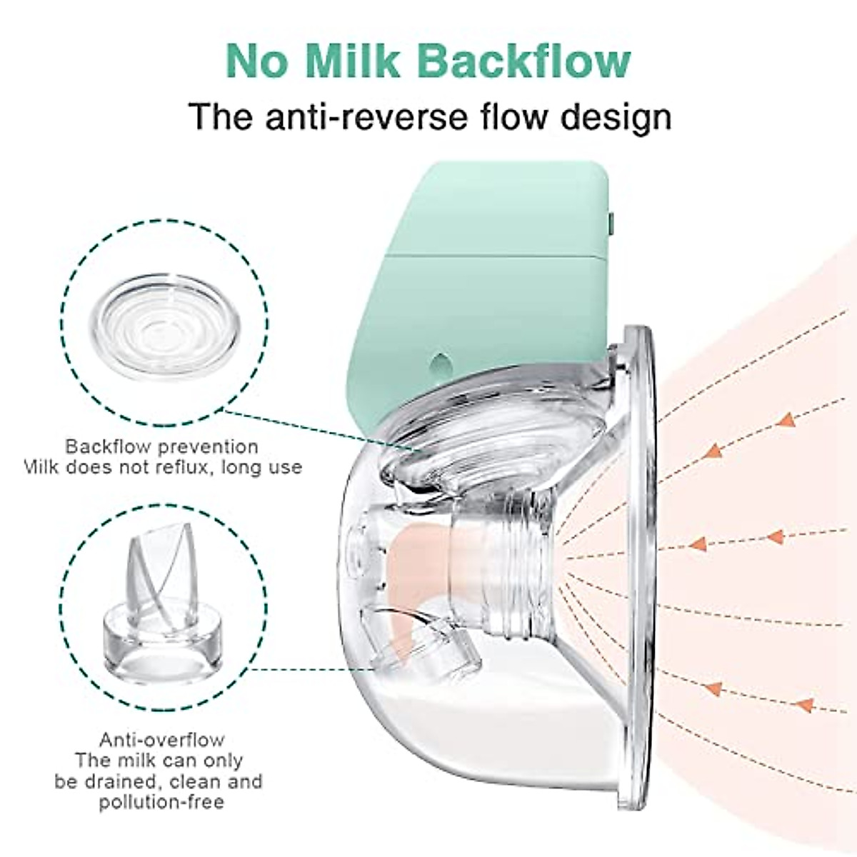 Hands Free Breast Pump - Wearable Breast Pump Electric,Portable Breast Milk Extractor & Collector, Silicone Breastfeeding Pumps,2 Modes 5 Adjustable Levels Rechargable Wireless Milk Pump for New Mom