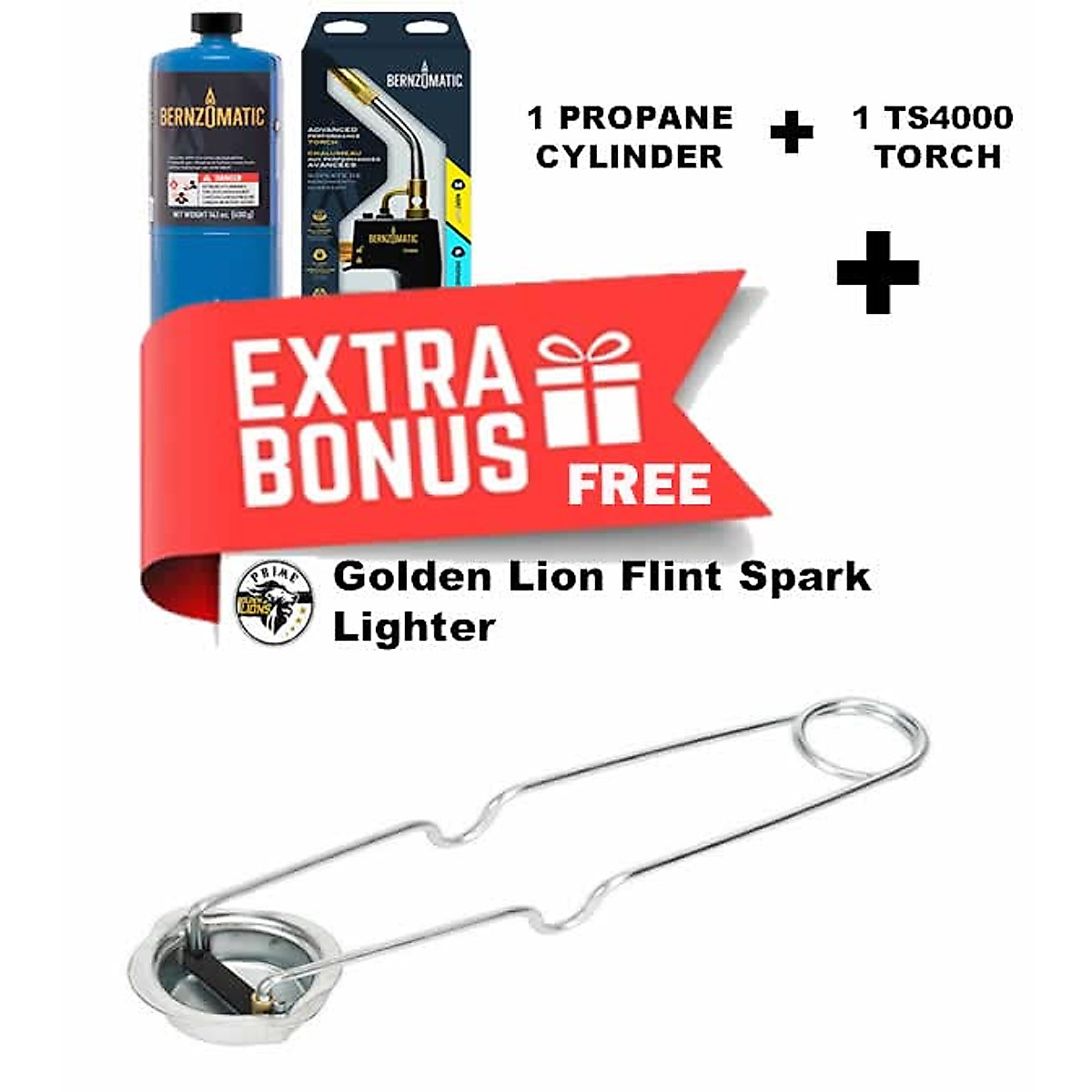 TS4000 Trigger Start Torch + 1 Propane Fuel Pro Gas Hand Torch Style Cylinder 14.1 oz With Golden Lion Bonus