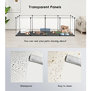 FunHola Small Animal Playpen, Guinea Pig Cages with Waterproof Mat, 12 Panels Pet Playpen for Hamsters, Hedgehog, Indoor Outdoor Plastic Fence, 48.5 x 24.8 x 16.1 inches