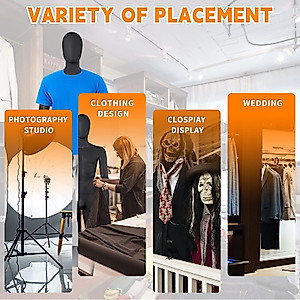 Full Body Male Mannequin Dress Form Manikin Body 73 Inches Adjustable Maniquins Dress Model Plastic Detachable Manequins Stand Metal Base Metal Connector, Black