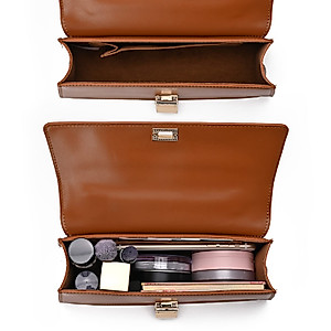 GM LIKKIE Crossbody Shoulder Bag for Women, Medium Ladies Clutch Purse, Trendy Y2K PU Leather Handbag (Brown)