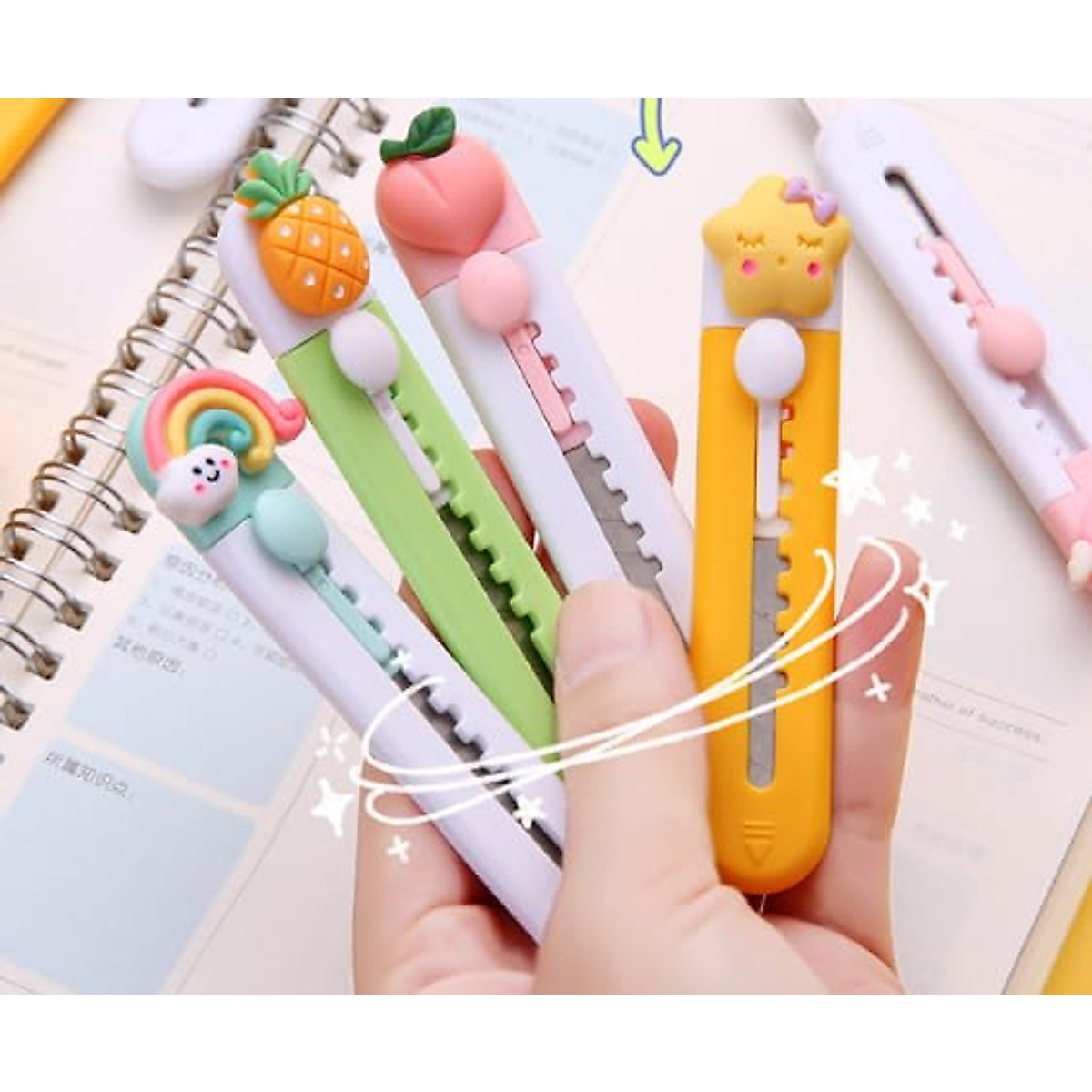 Peaches Box Cutter Retractable, Sharp Utility Knife Retractable, Cute Box Cutters for Office, Home, Arts Crafts, Cartons, Cardboard, Utility Knives, Knives (3H075)