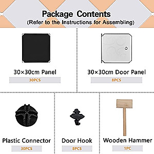 C&AHOME Cube Storage Organizer with Doors, 8-Cube Shelves, Closet Cabinet, DIY Plastic Modular Bookshelf, Storage Shelving Ideal for Bedroom, Living Room, 24.8" L × 12.4" W × 48.4" H Black UGSHS3008A