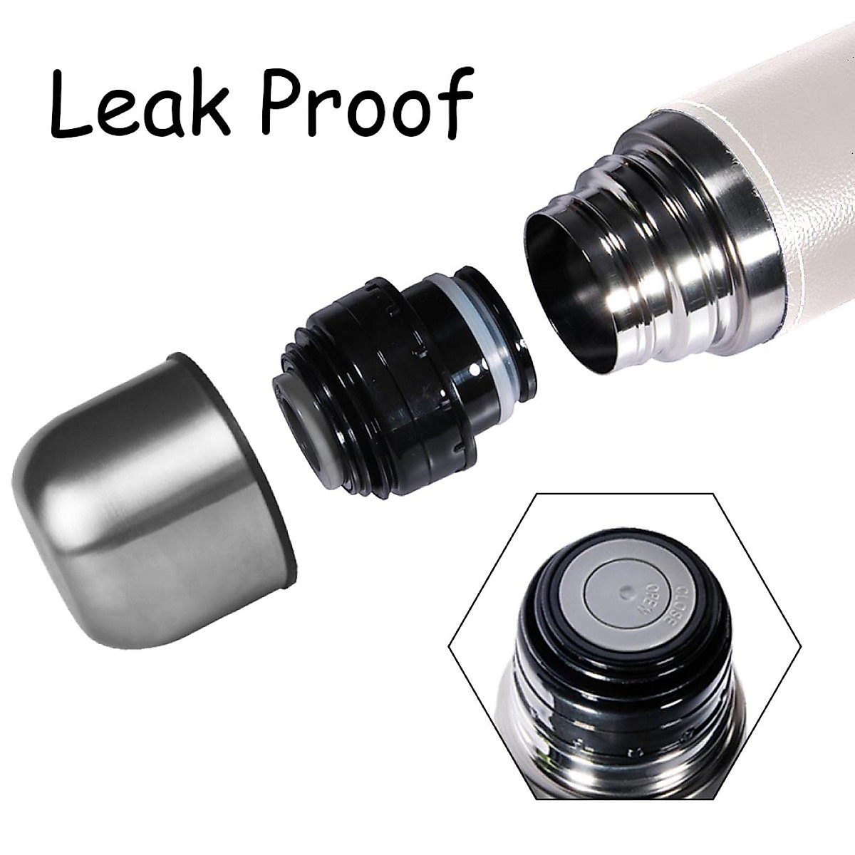 Stainless Steel Leather Vacuum Insulated Mug Beach Girl Thermos Water Bottle for Hot and Cold Drinks Kids Adults 16 Oz