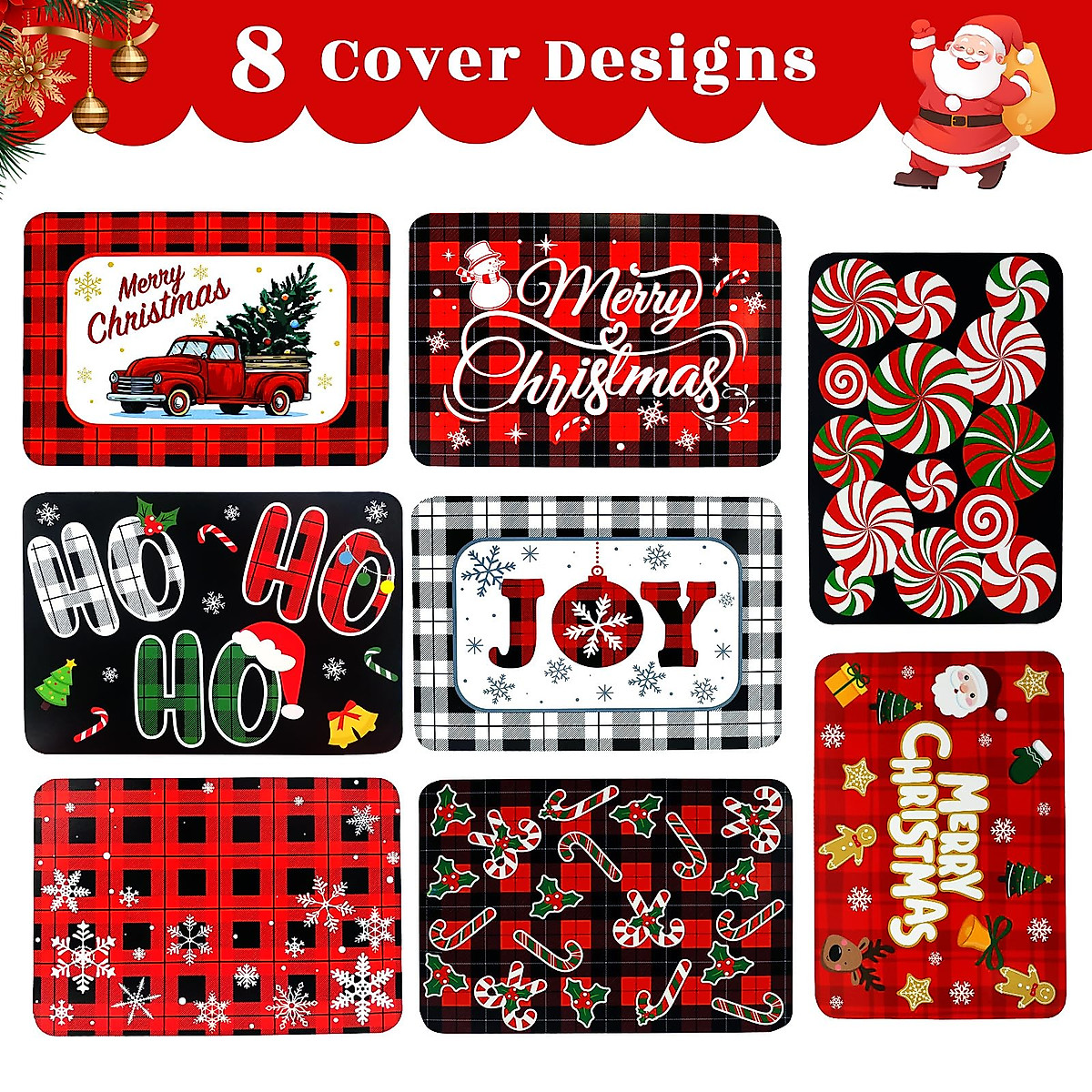 Tunpug 40 Pieces Christmas Foil Containers with Lids,9 Holiday Designs,7"x5"x2" Rectangular Treat Foil Containers,Disposable Cookie Tins Storage Pans for Winter Holiday Gift Giving Party Supplies