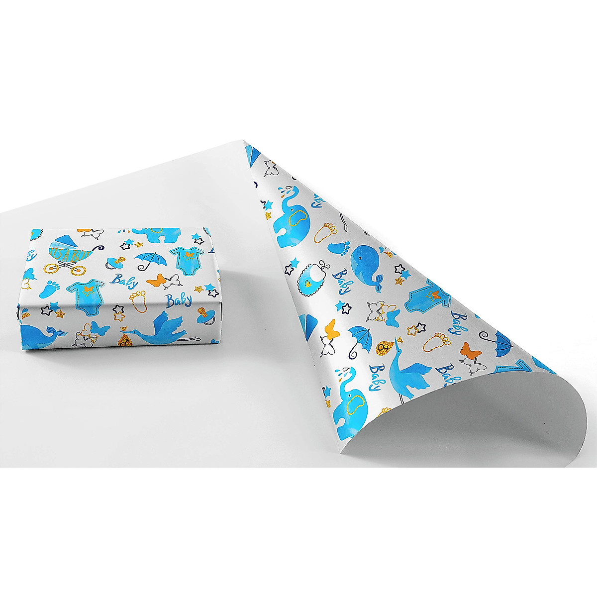 Gift Wrapping Paper 30" x 84" Sheet Vintage Style (Baby Boy)