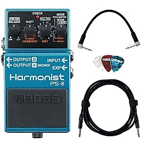 Boss PS-6 Harmonist Bundle with 10ft Instrument Cable, 6in Patch Cable, and Picks