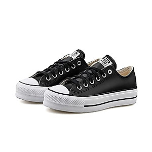 Converse Women's Chuck Taylor All Star Lift Clean Sneaker, Black/Black/White, 8.5 M US