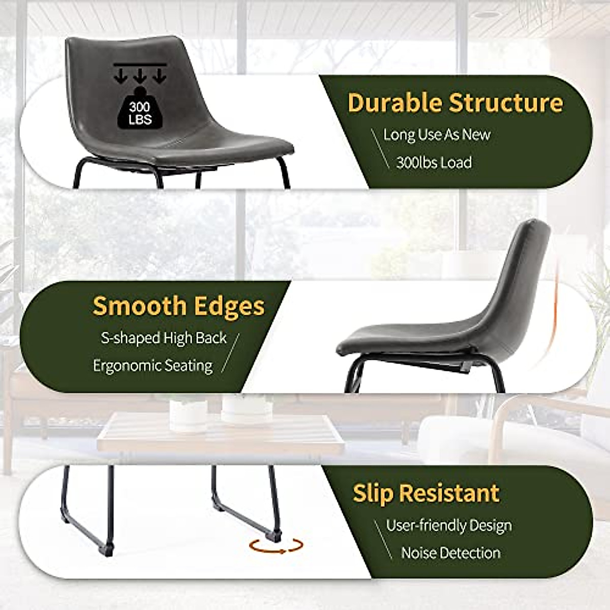 NicBex Retro Bar Stools Crazy-Horse Leather with Metal Legs Barstools, Lounge Kitchen Island Counter Stools, Set of 2, (Grey Color) (A-GE17019-USSU014)